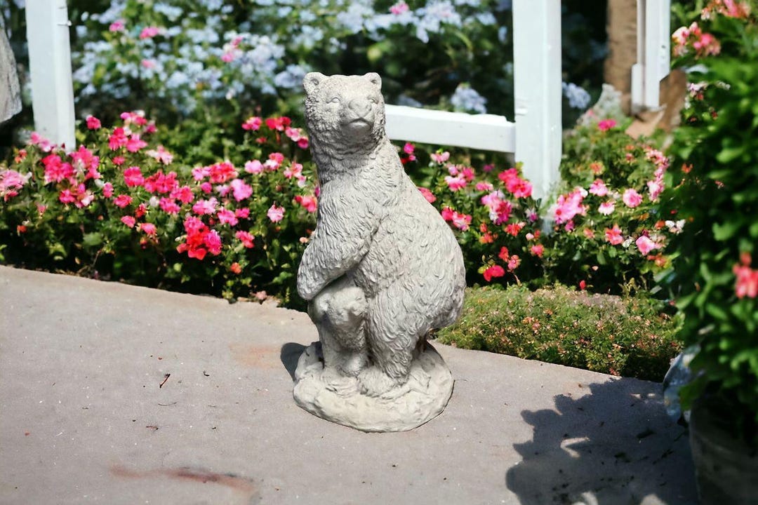 Concrete Bear, Garden Statue, Standing Bear, Animals Figurine, Bear ...