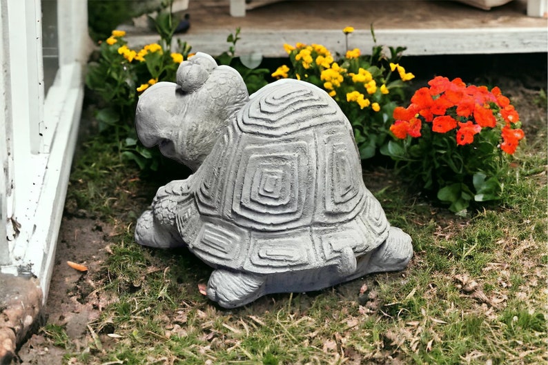 Turtle Figure, Concrete Turtle, Garden Statue, Turtle With Bug Eyed ...