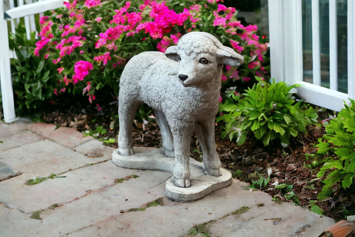Lamb Sculpture, Concrete Sheep, Standing Lamb, Farm Style, Outdoor ...