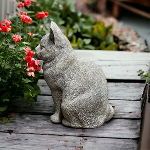 Concrete Cat, Garden Figure, Cat Memorial, Pet Decor, Sitting Cat, Yard ...