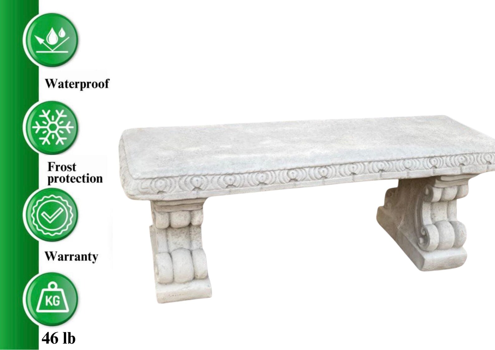 Garden Bench, Concrete Bench, Bench Figure, Detailed Bench, Yard Art ...