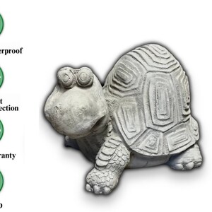 Turtle Figure, Concrete Turtle, Garden Statue, Turtle With Bug Eyed ...