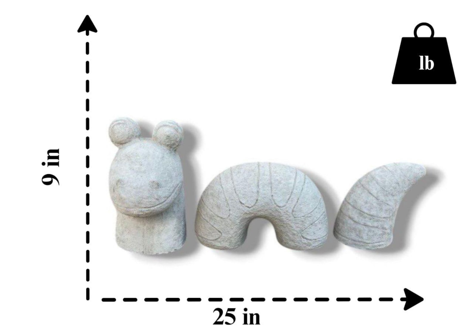 Worm Statue, Three Pieces Worm, Concrete Animals, Garden Figure, Stone ...