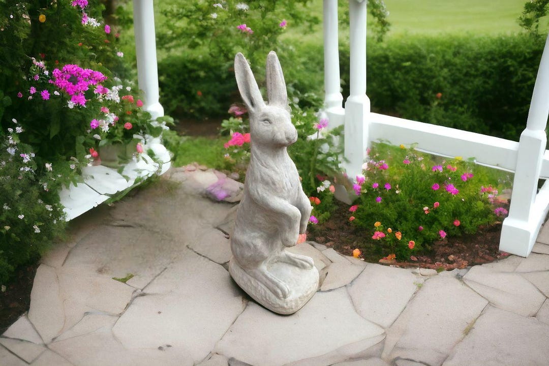 Texas Rabbit, Garden Figurine, Ears up Rabbit, Cement Bunny, Forest ...
