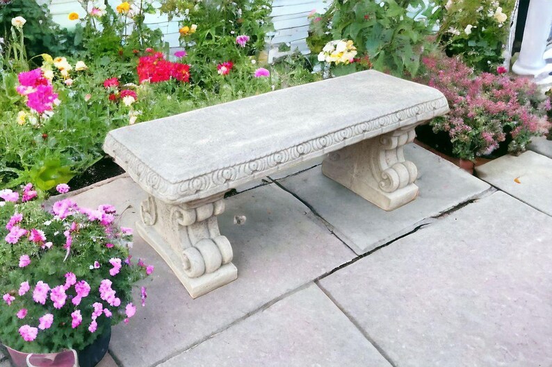 Garden Bench, Concrete Bench, Bench Figure, Detailed Bench, Yard Art ...