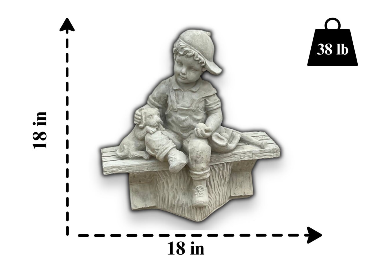 Baseball Boy, Concrete Boy, Child Statue, Boy on Bench, Garden Kid, Boy ...