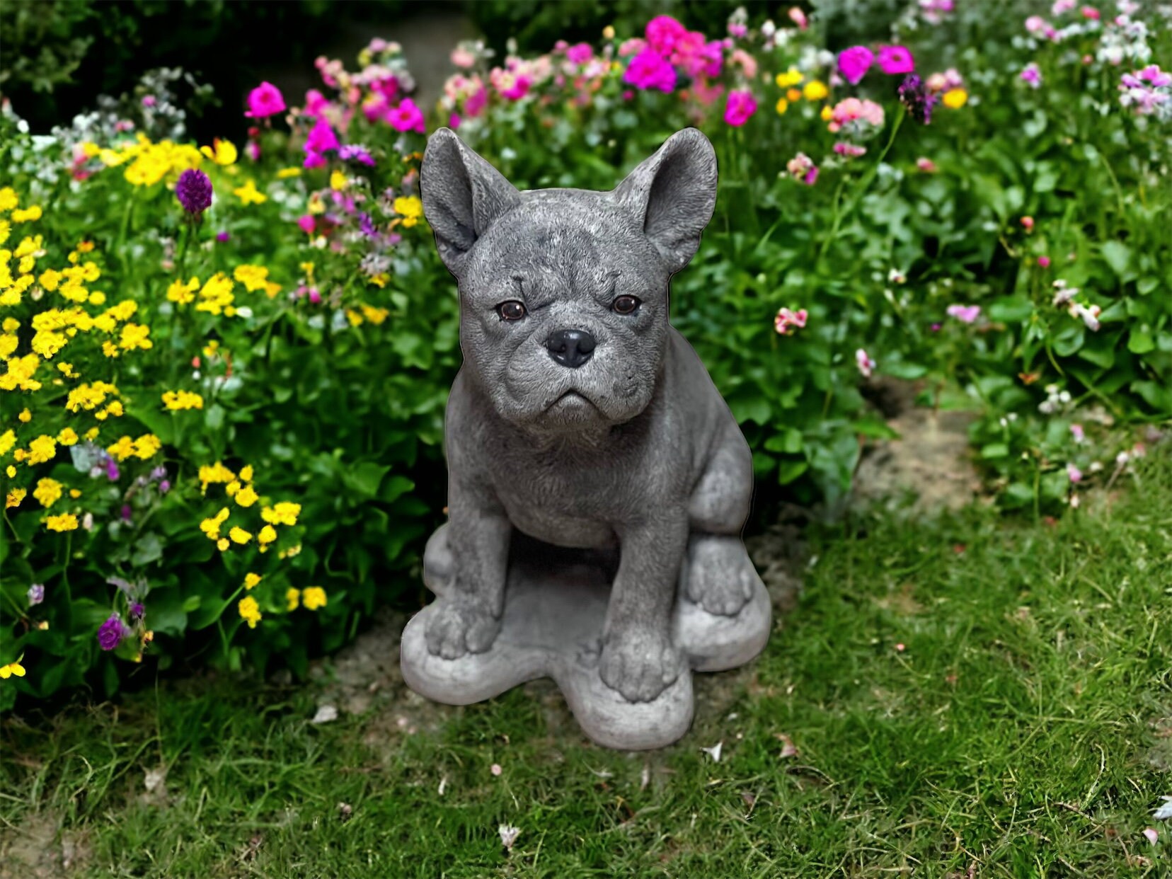 French Bulldog, Dog Statue, Bulldog Memorial, Pet Loss, Concrete ...