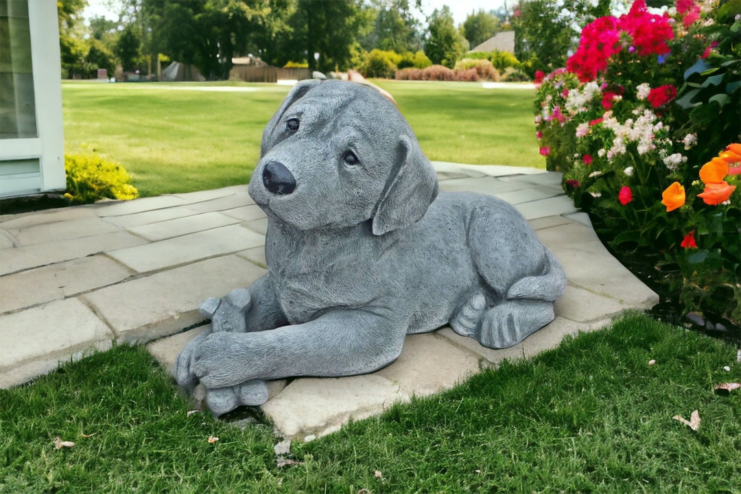 Laying Labrador, Dog Statue, Garden Memorial, Labrador With Bone, Pet ...