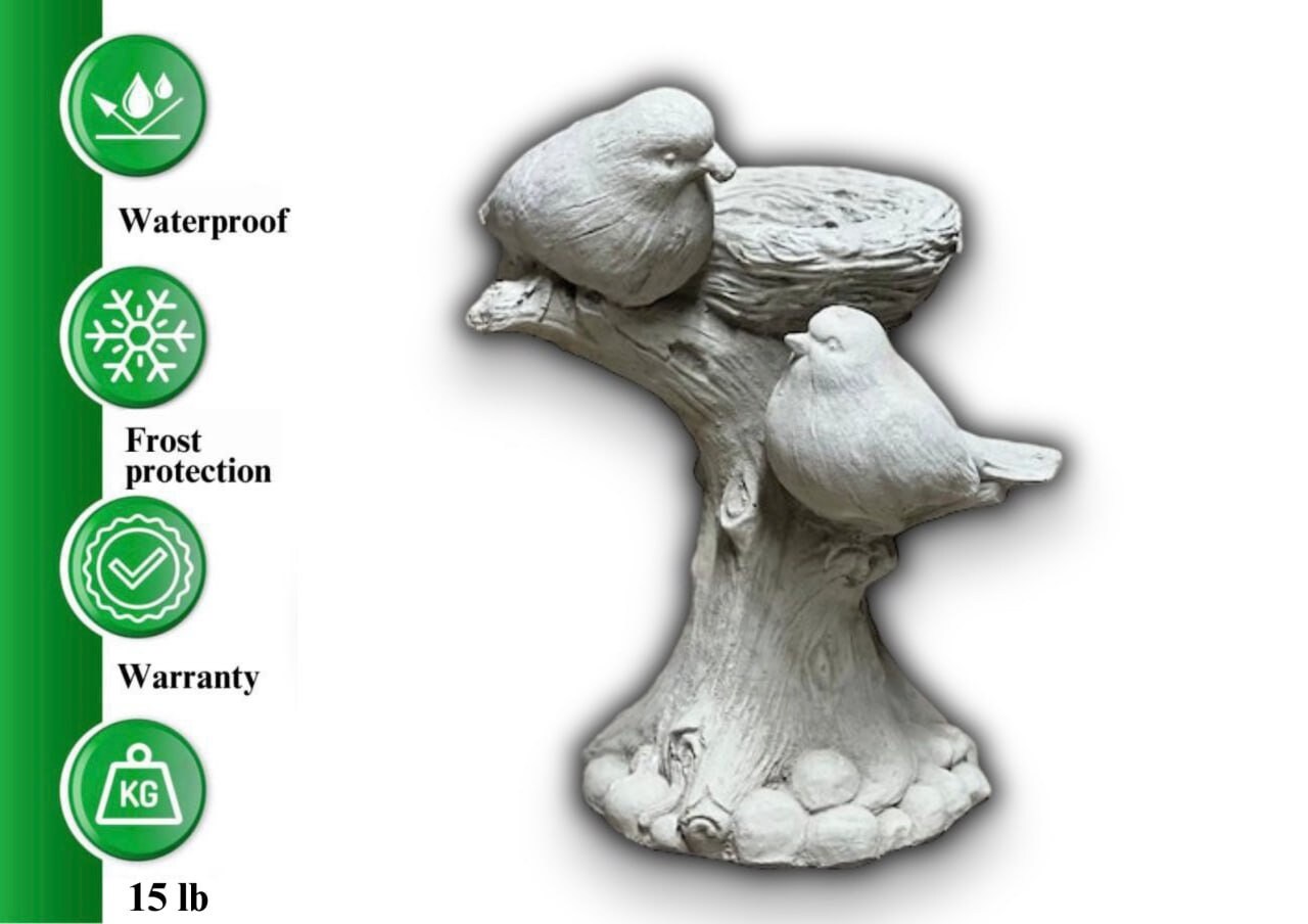 Concrete Birds, Garden Statue, Birds on Tree, Two Birds With Nest ...