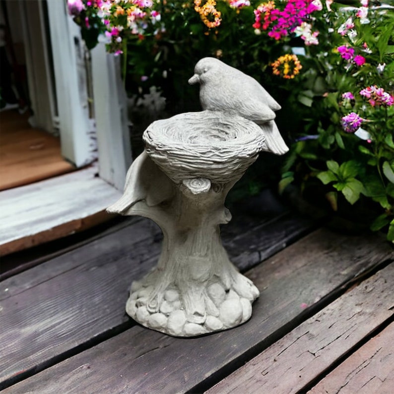 Concrete Birds, Garden Statue, Birds on Tree, Two Birds With Nest ...