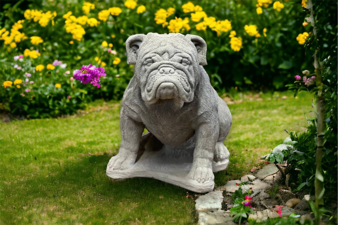 Large Bulldog, Garden Sculpture, Bulldog Memorial, Pet Grave Marker ...