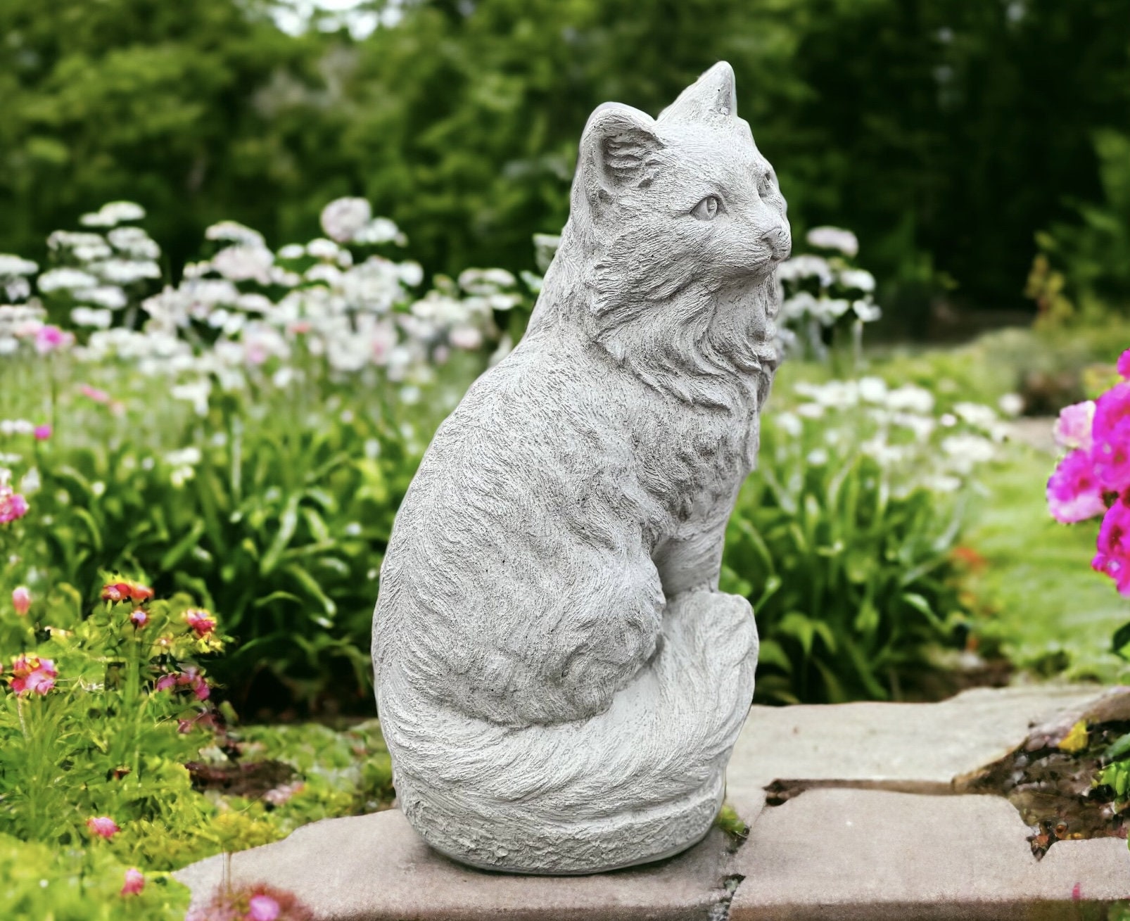 Cat Memorial Stone, Sitting Cat, Real Size Kitten, Concrete Cat, Pet ...