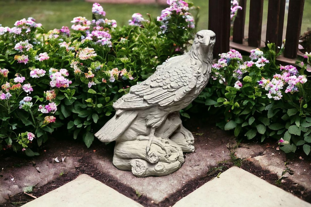 Eagle Sculpture, Massive Eagle, Stone Bird, Eagle on Log, Bird Figurine ...