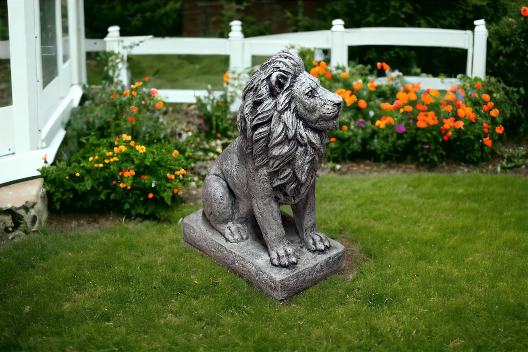 Lion Sculpture, Cement Lion, Guardian Animal, Outdoor Statue, Front ...