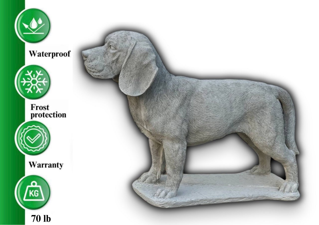 Beagle Sculpture, Large Beagle, Outdoor Statue, Dog Memorial, Concrete ...