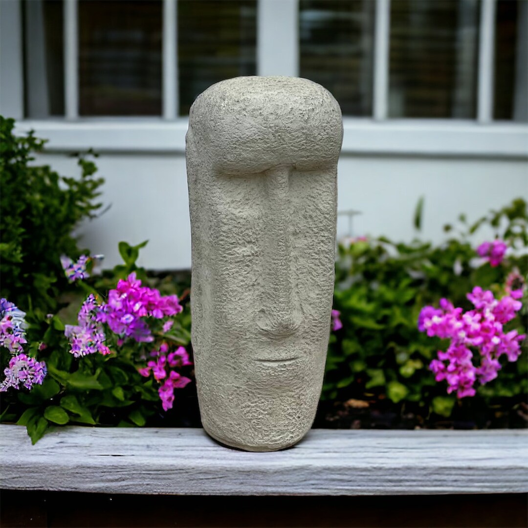 Concrete Moai Head, Outdoor Easter Island Rock, Garden Moai Stone, Rock ...