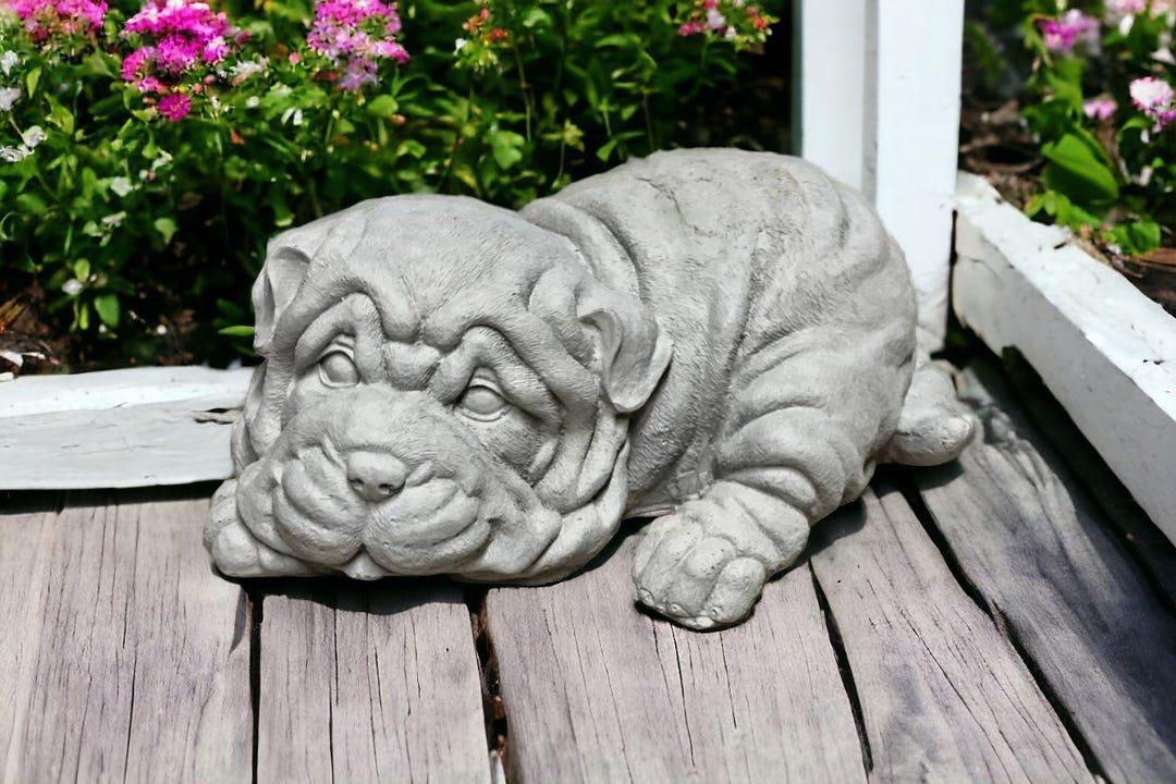 Dog Statue, Laying Puppy, Pet Sculpture, Puppy Wrinkled, Dog Memorial ...