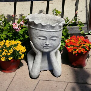 Nymph Flowers Pot, Concrete Planter, Garden Statue, Nymph Figure ...