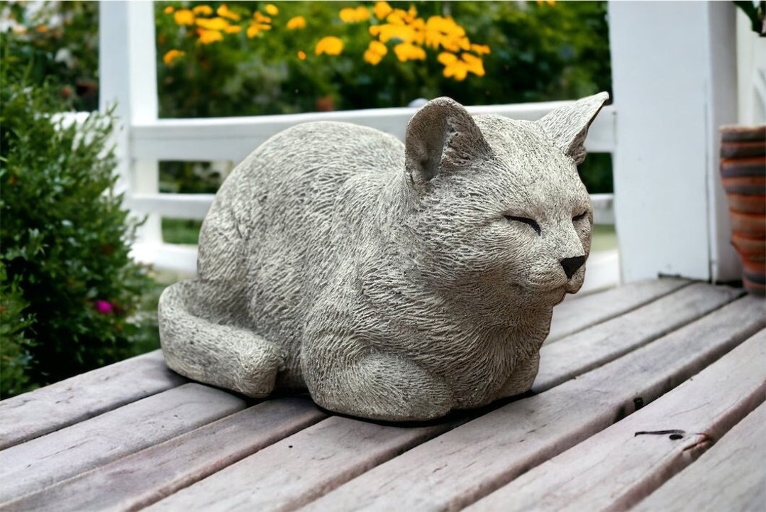 Cat Memorial Stone, Concrete Cat, Outdoor Statue, Garden Cat, Lawn ...