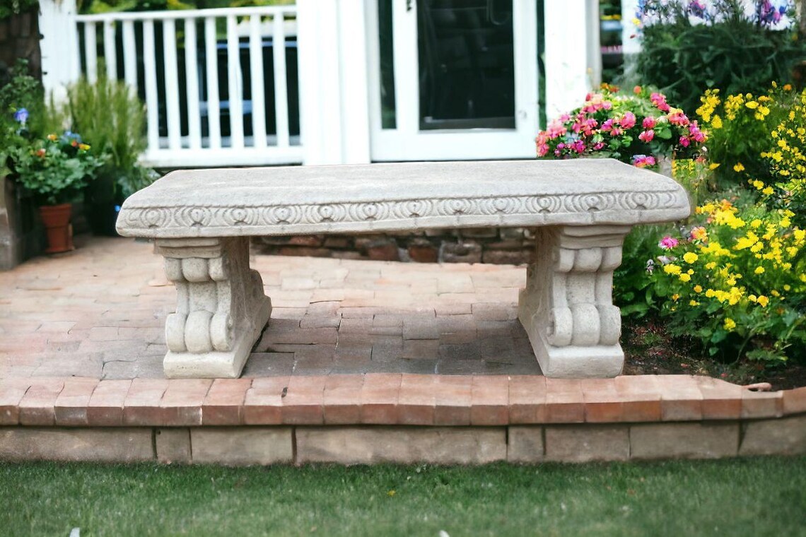 Garden Bench, Concrete Bench, Bench Figure, Detailed Bench, Yard Art ...