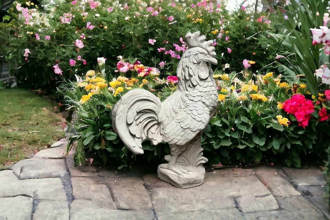 Concrete Rooster, Massive Bird, Standing Rooster, Stone Figurine ...