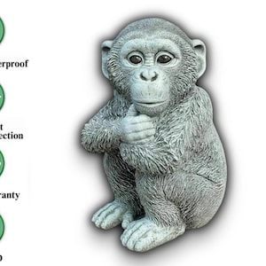 Realistic Chimpanzee, Concrete Figure, Monkey Sculpture, Outdoor Animal ...