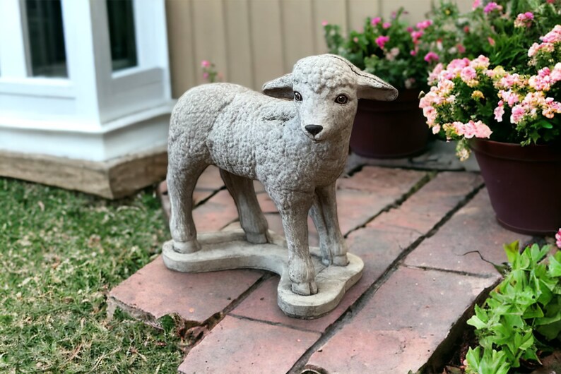 Lamb Sculpture, Concrete Sheep, Standing Lamb, Farm Style, Outdoor ...