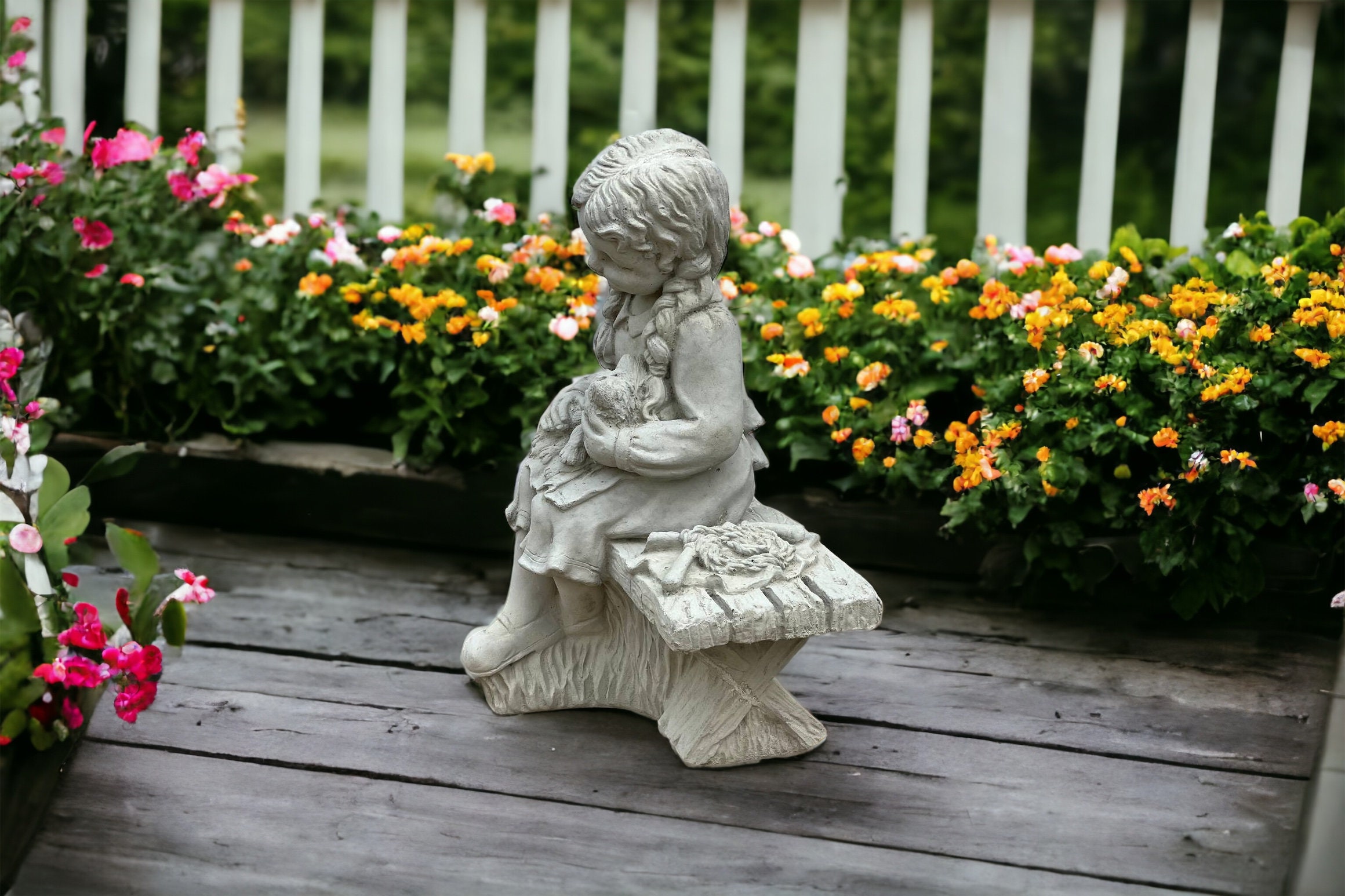 Massive Girl, Outdoor Sculpture, Girl on Bench, Garden Statue, Child ...