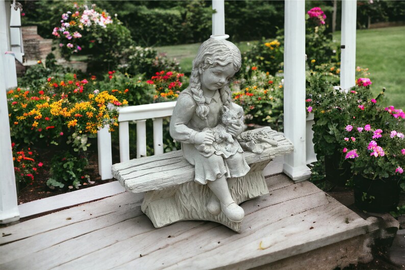 Massive Girl, Outdoor Sculpture, Girl on Bench, Garden Statue, Child ...