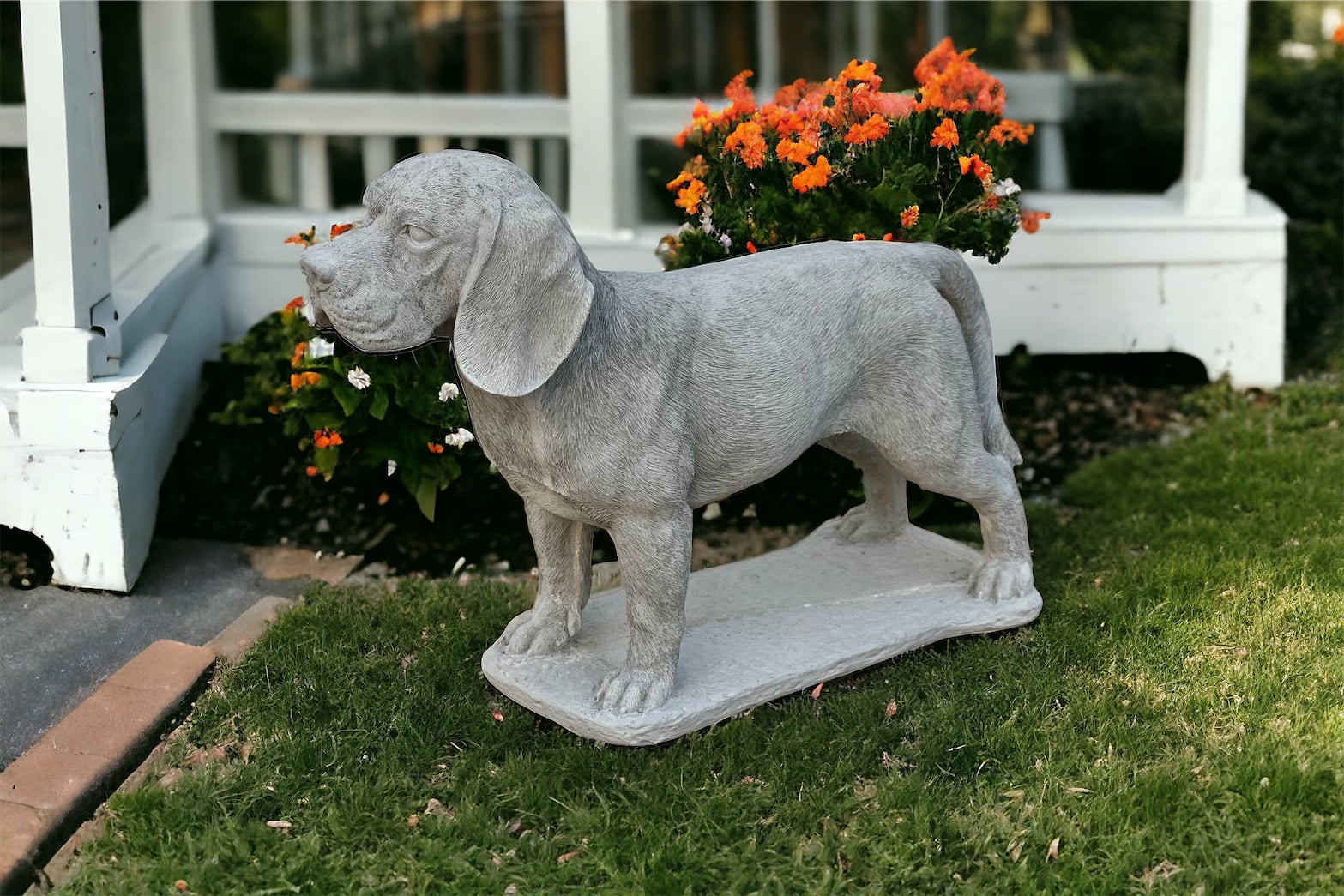 Beagle Sculpture, Large Beagle, Outdoor Statue, Dog Memorial, Concrete ...