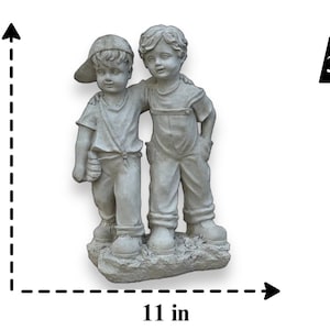 Concrete Boys, Kids With Baseball, Garden Statue, Child Figure, Two ...