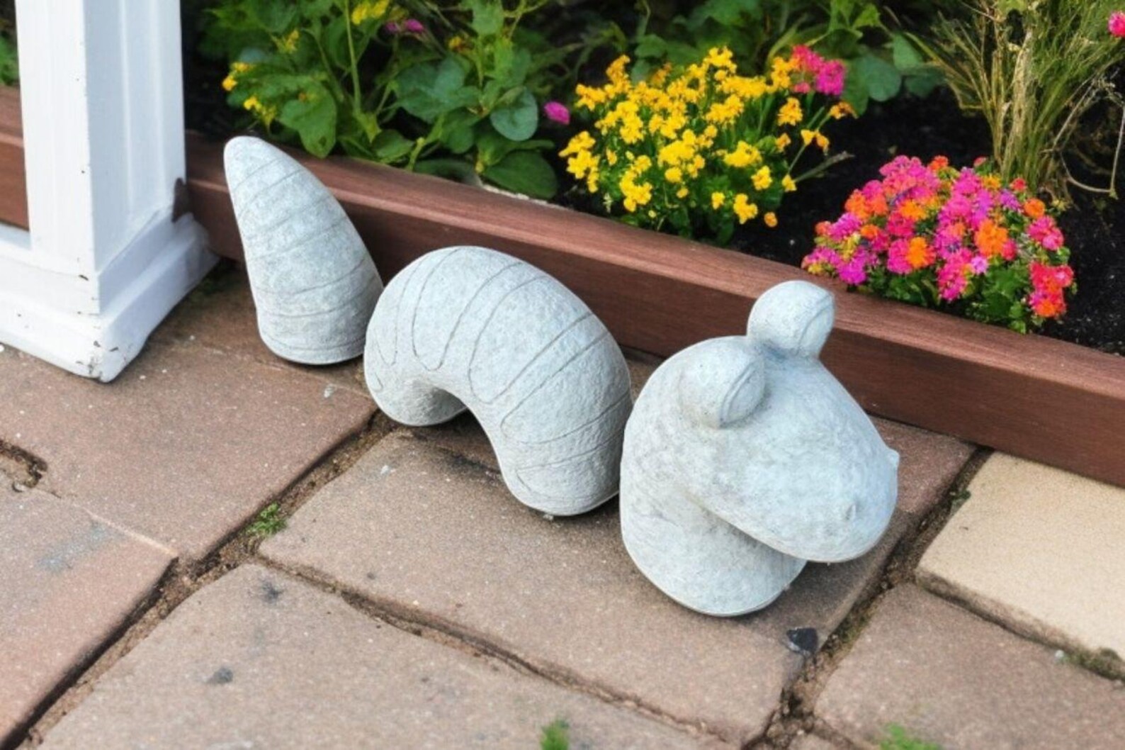 Worm Statue, Three Pieces Worm, Concrete Animals, Garden Figure, Stone ...