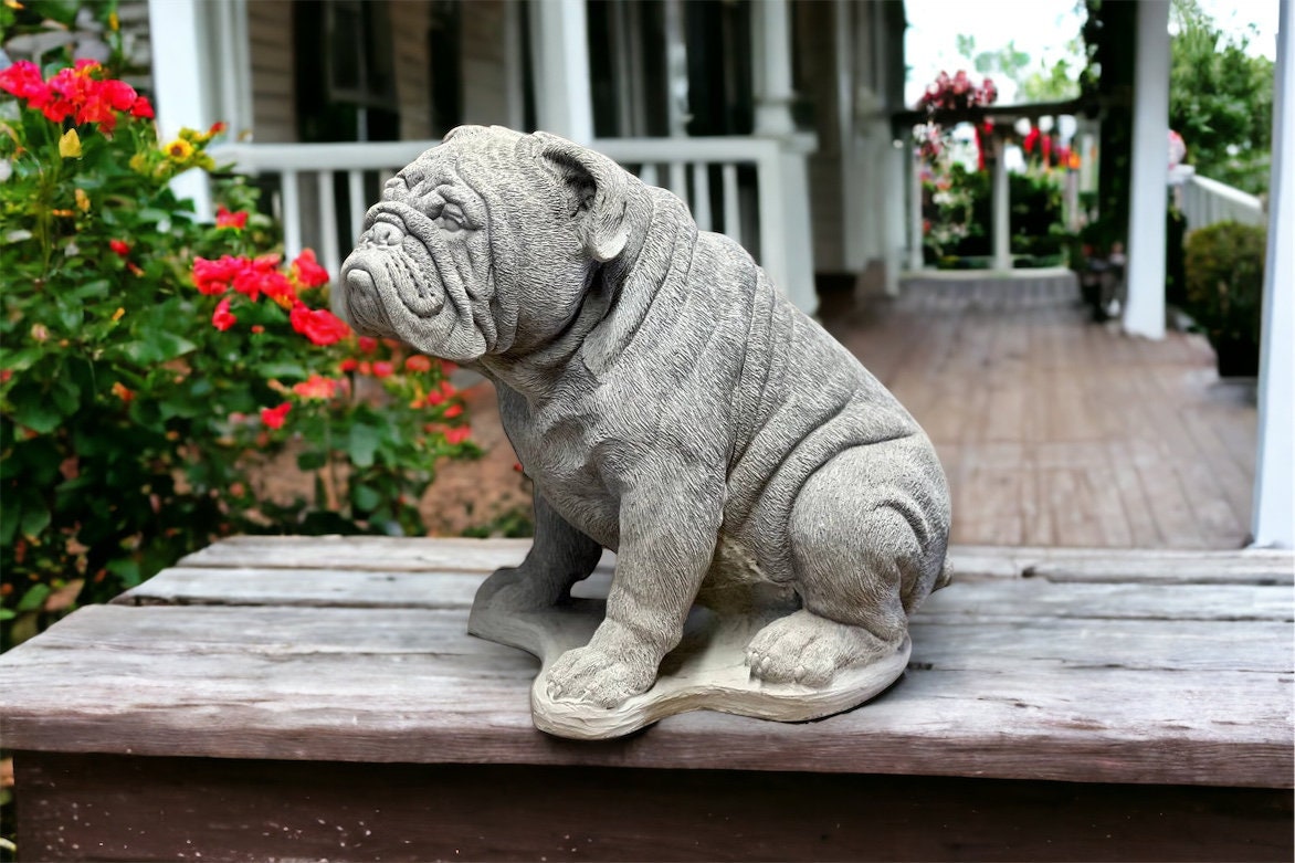 Large Bulldog, Garden Sculpture, Bulldog Memorial, Pet Grave Marker ...