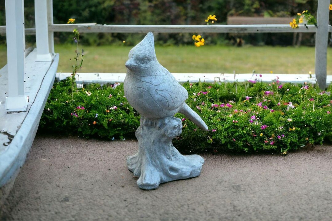 Cardinal on Branch, Concrete Statue, Cardinal Figure, Bird on Tree ...
