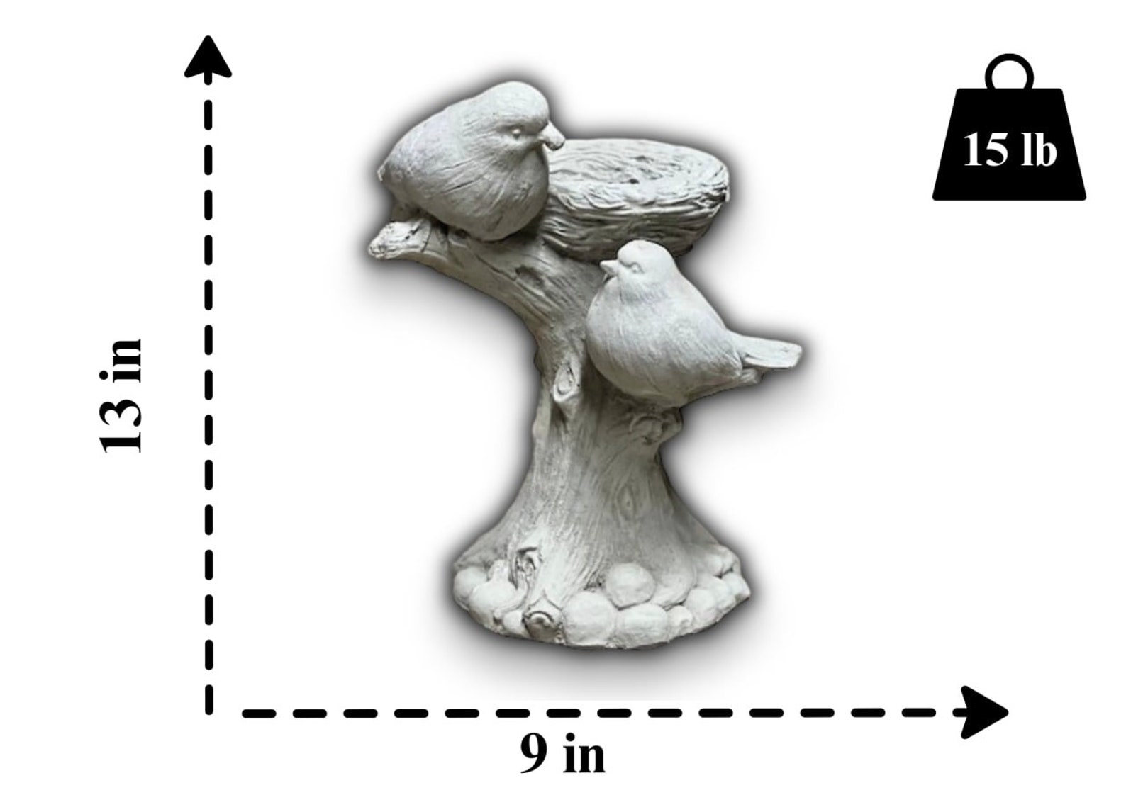 Concrete Birds, Garden Statue, Birds on Tree, Two Birds With Nest ...