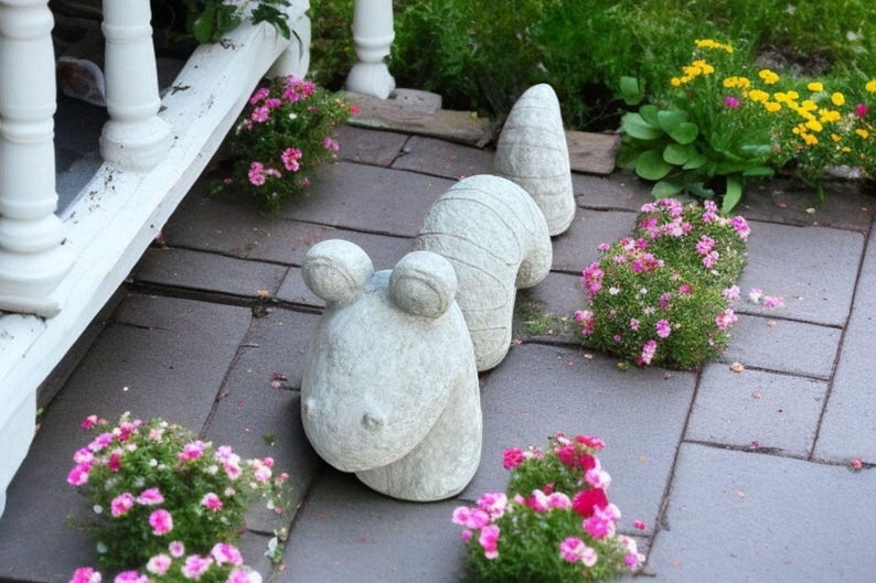 Worm Statue, Three Pieces Worm, Concrete Animals, Garden Figure, Stone ...