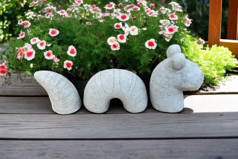 Worm Statue, Three Pieces Worm, Concrete Animals, Garden Figure, Stone ...