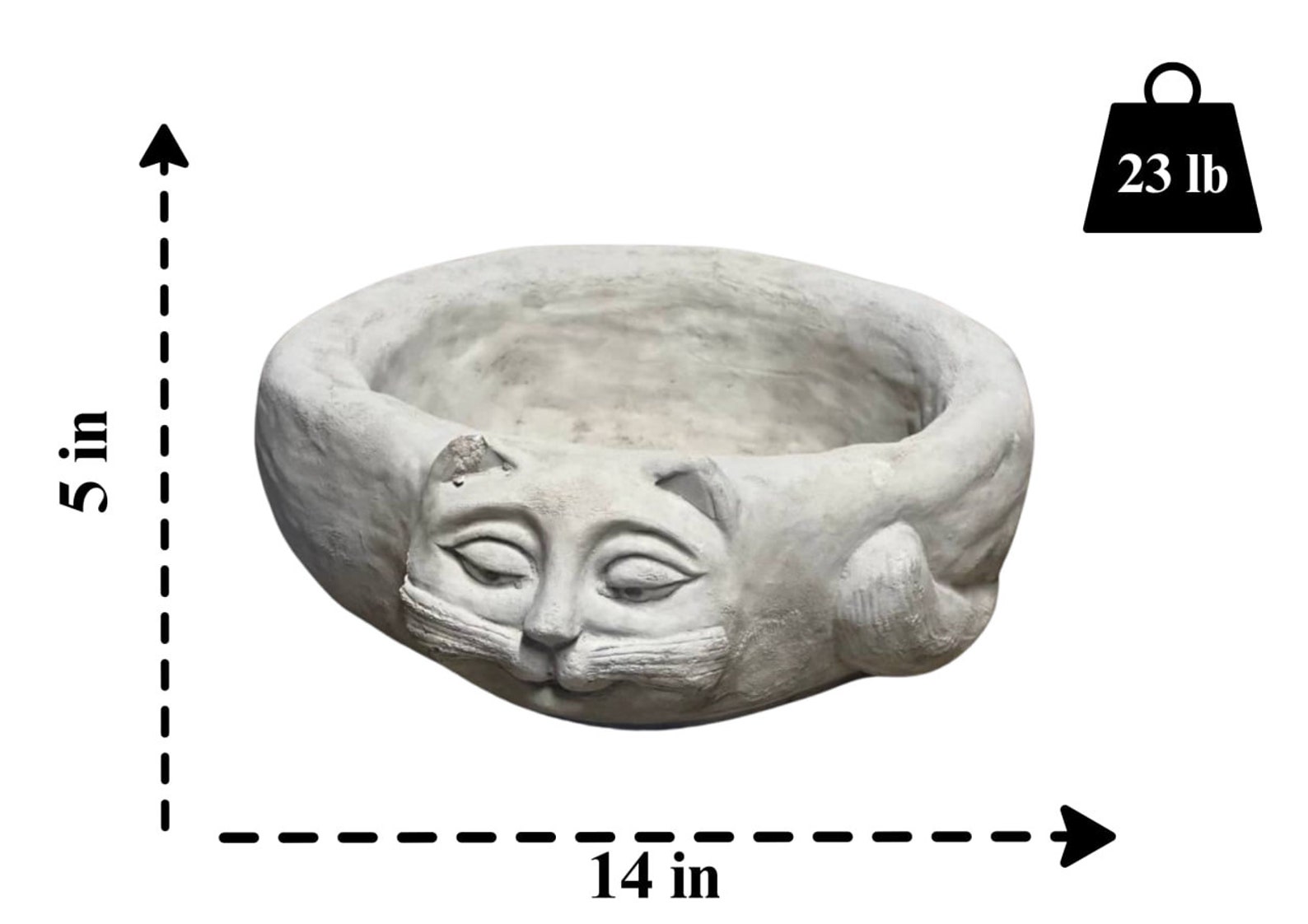 Concrete Bowl, Cat Face, Dish Sculpture, Garden Statue, Water Drinker ...