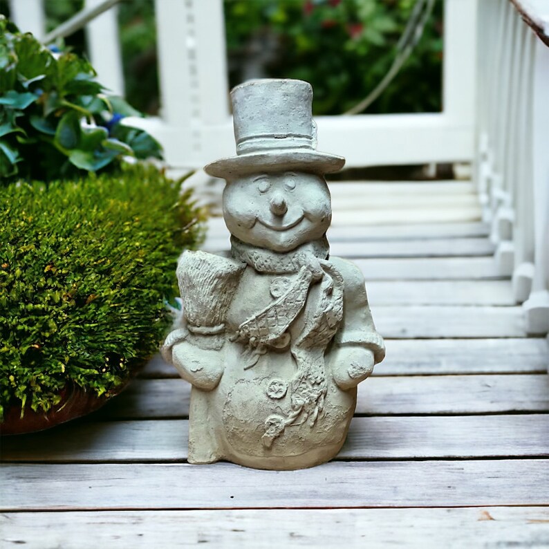 Realistic Snowman, Stone Figure, Concrete Snowman, Gift for Christmas ...