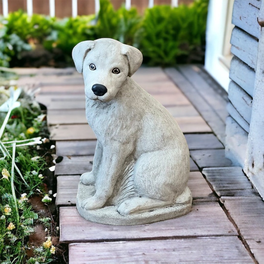 Labrador Figure, Garden Statue, Dog Figurine, Stone Puppy Lab, Concrete ...