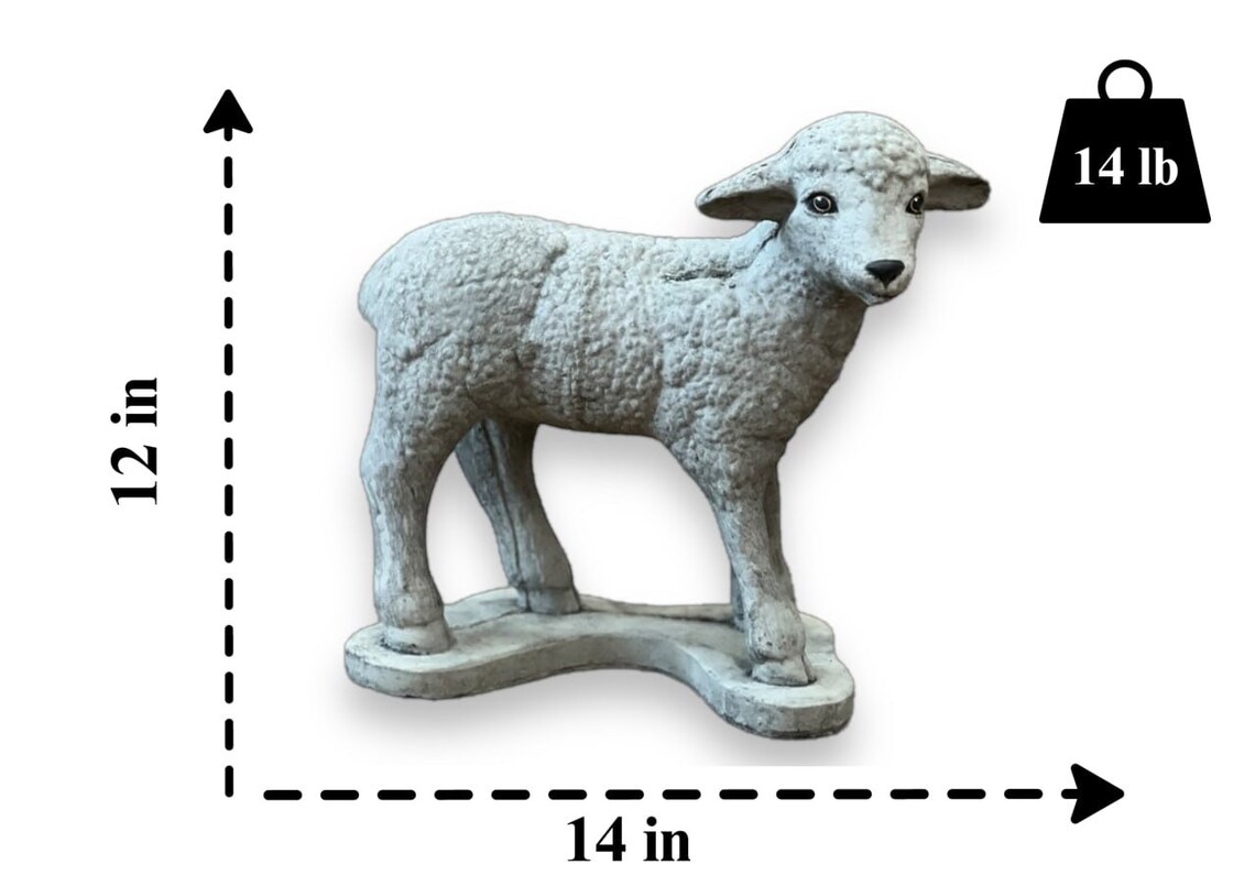 Lamb Sculpture, Concrete Sheep, Standing Lamb, Farm Style, Outdoor ...