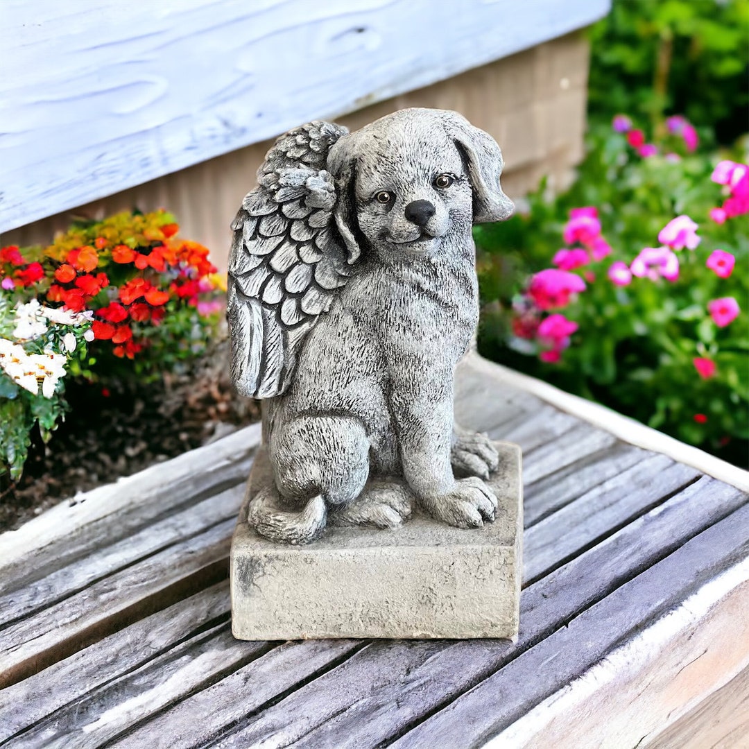 Detailed Dog, Concrete Figure, Sitting Dog Angel, Pet Sculpture, Dog on ...