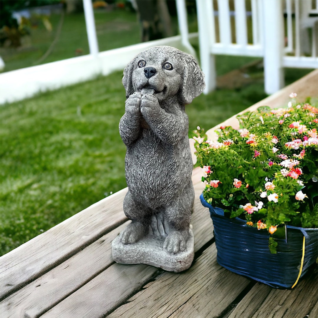 Dog Statue, Concrete Puppy, Small Doodle Dog, Puppy Sculpture, Dog ...