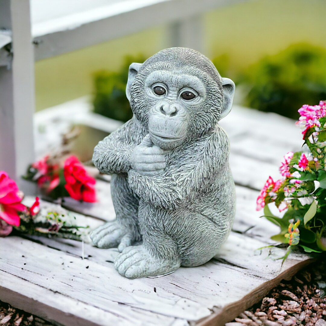 Realistic Chimpanzee, Concrete Figure, Monkey Sculpture, Outdoor Animal ...
