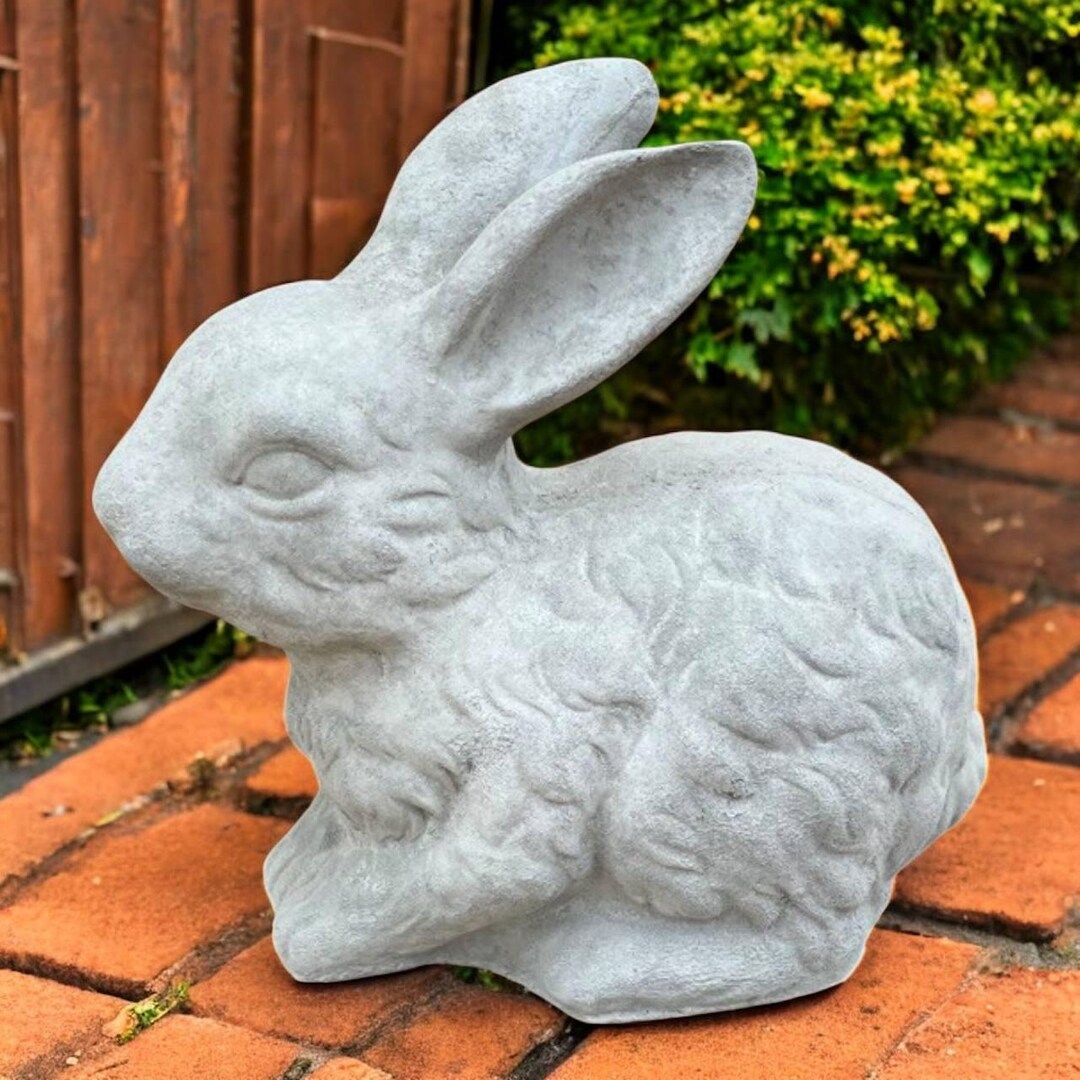 Furry Rabbit, Garden Statue, Stone Sculpture, Bunny Gift, Wild Life Art ...