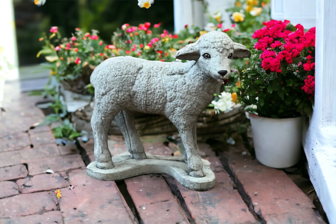 Lamb Sculpture, Concrete Sheep, Standing Lamb, Farm Style, Outdoor ...