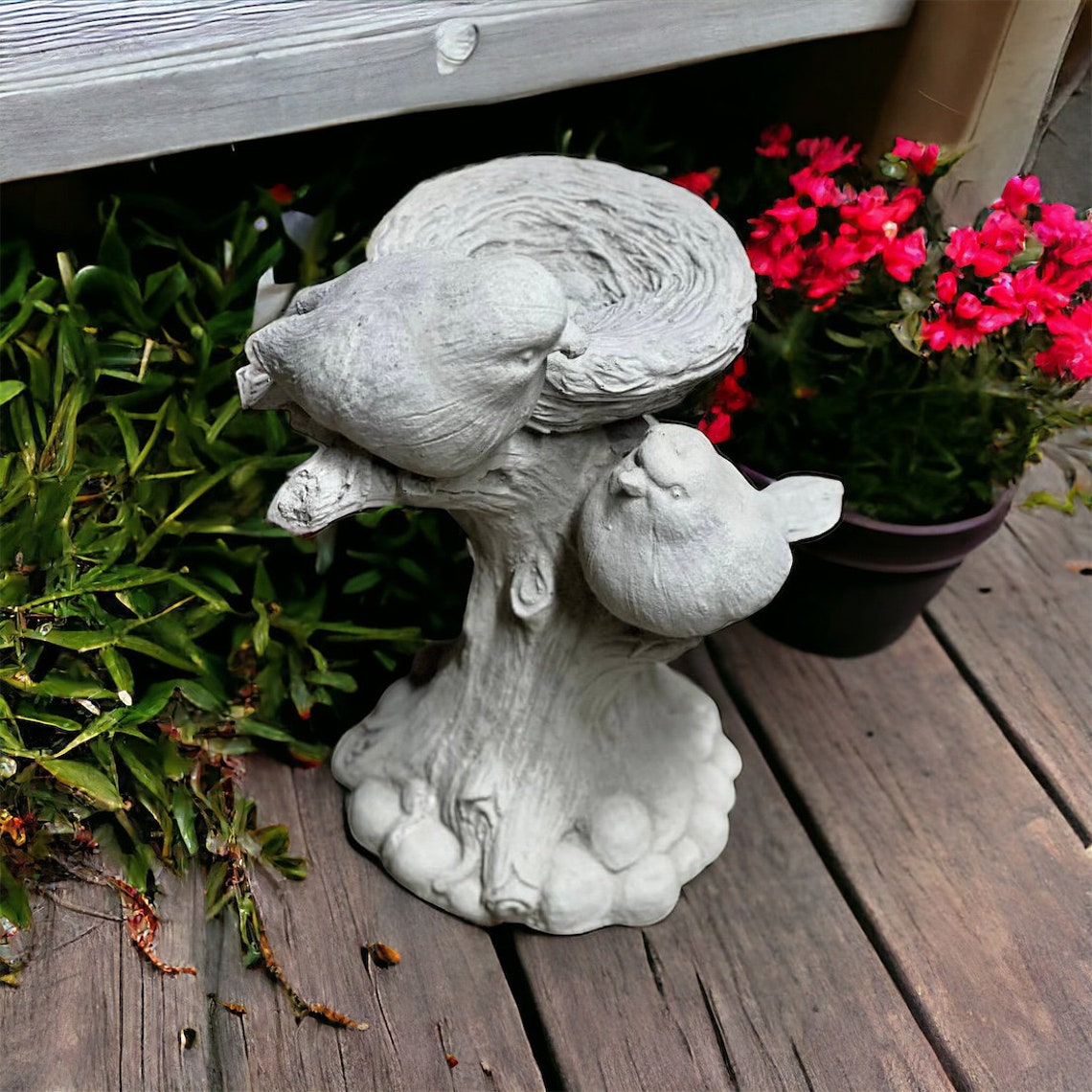 Concrete Birds, Garden Statue, Birds on Tree, Two Birds With Nest ...