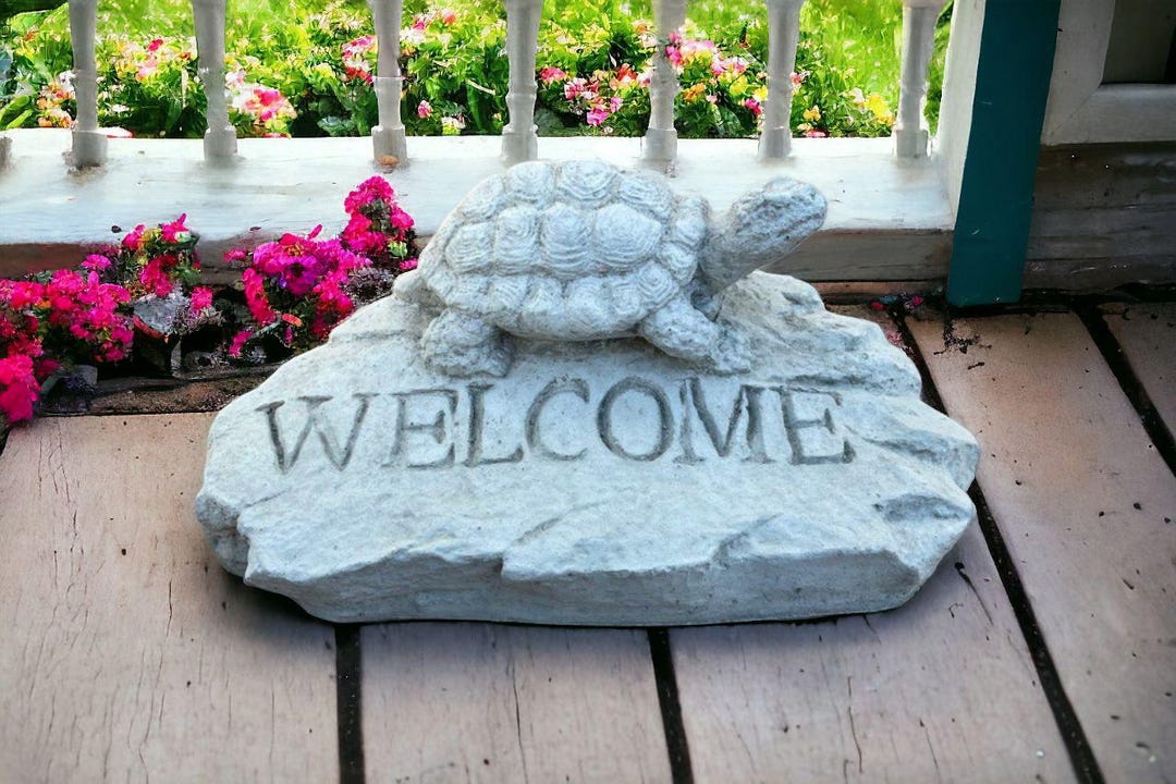 Welcome Statue, Turtle on Rock, Outdoor Figure, Entrance Sculpture ...