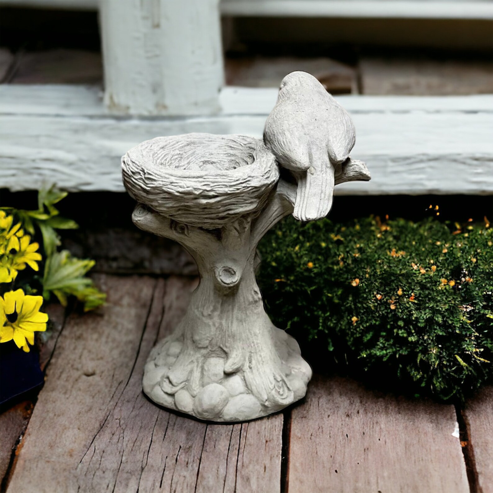Concrete Birds, Garden Statue, Birds on Tree, Two Birds With Nest ...