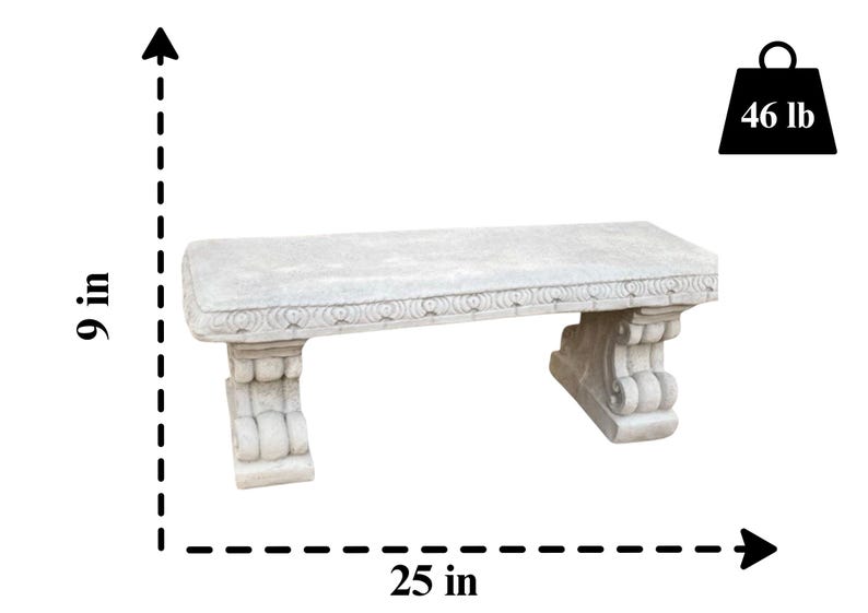 Garden Bench, Concrete Bench, Bench Figure, Detailed Bench, Yard Art ...